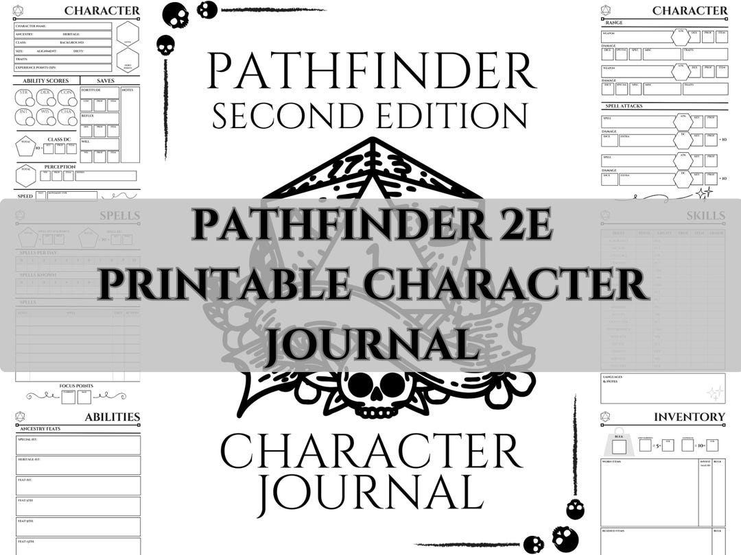 Printable Pathfinder 2e Character Journal Ink Friendly, Character Sheet ...