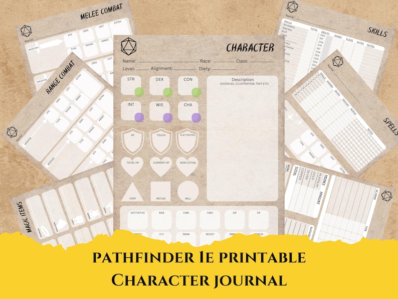 Pathfinder 1E Character Journal | Digital Download Printable TTRPG ...