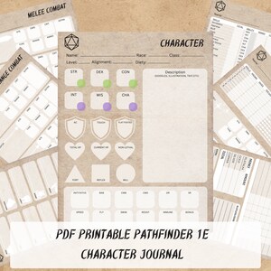 Printable Pathfinder 1e Character Journal, Pathfinder Character Sheet ...