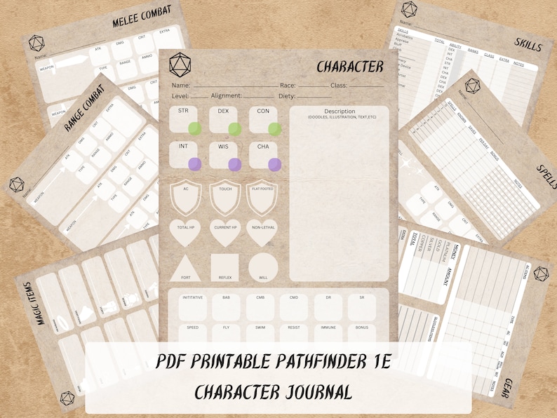 Printable Pathfinder 1e Character Journal, Pathfinder Character Sheet ...