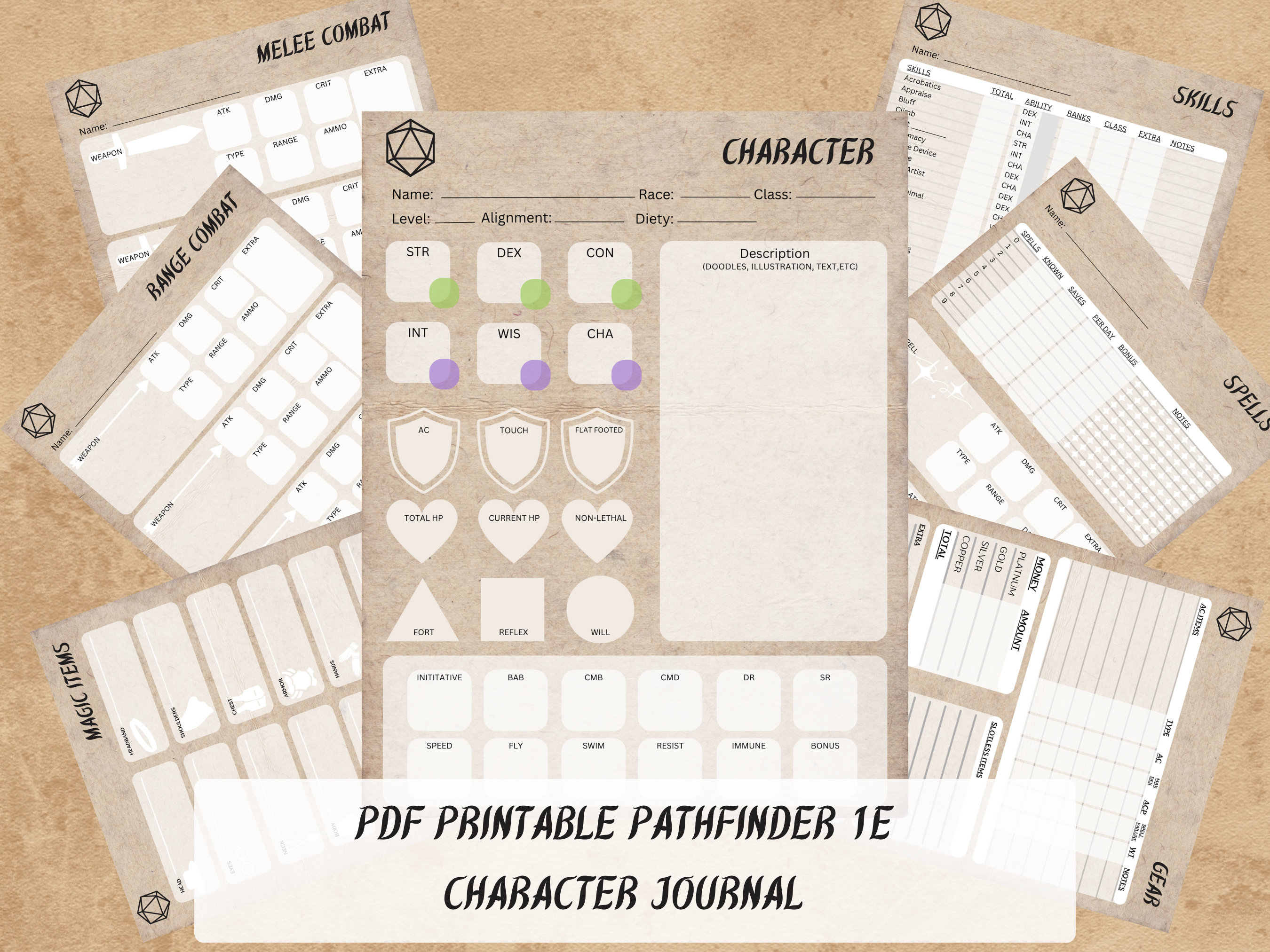 Printable Pathfinder 1e Character Journal, Pathfinder Character Sheet ...