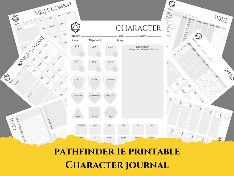 Pathfinder 1E Character Journal | Digital Download Printable TTRPG ...