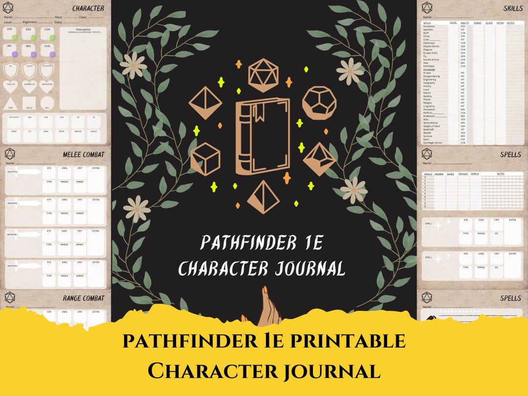 Pathfinder 1E Character Journal | Digital Download Printable TTRPG ...