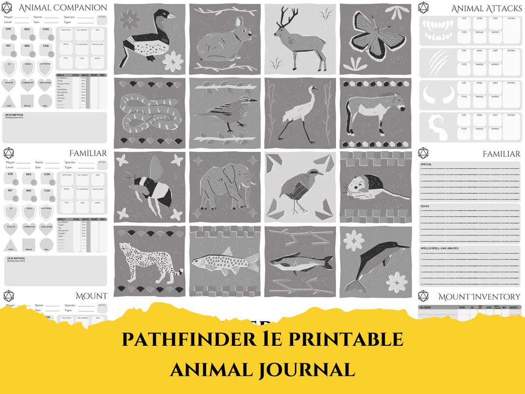Pathfinder 1E Animal Companion, Familiar, and Mount Journal - Ink ...