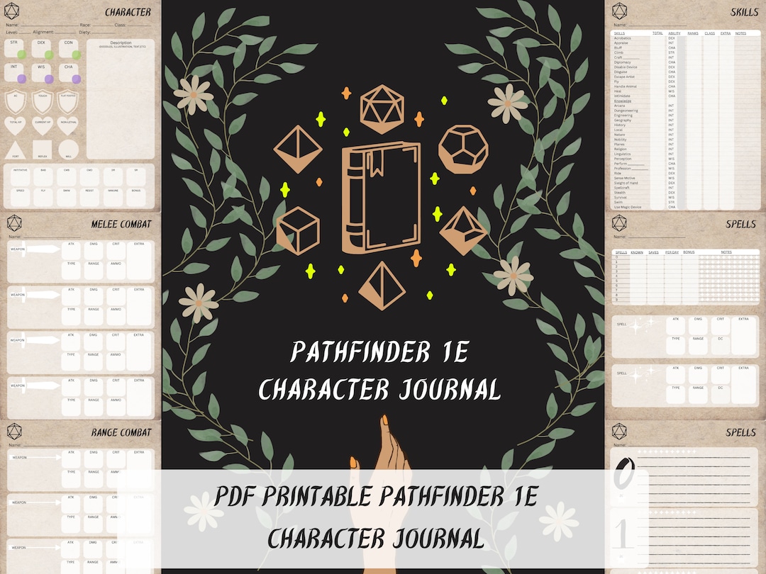 Printable Pathfinder 1e Character Journal, Pathfinder Character Sheet ...