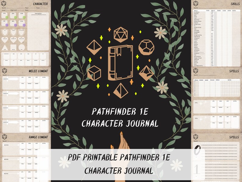 Printable Pathfinder 1e Character Journal, Pathfinder Character Sheet ...