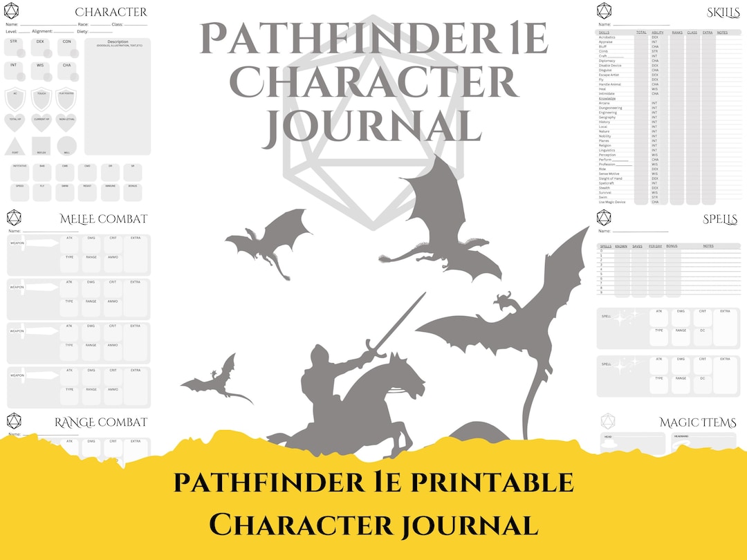 Pathfinder 1E Character Journal | Digital Download Printable TTRPG ...