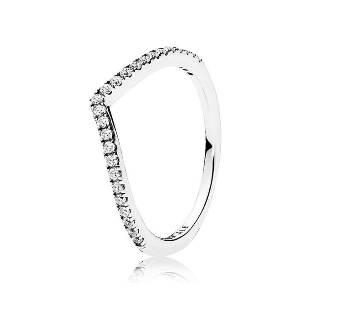 Pandora Sparkly Wishbone Silver Ring Stackable Rings for Women Simple ...