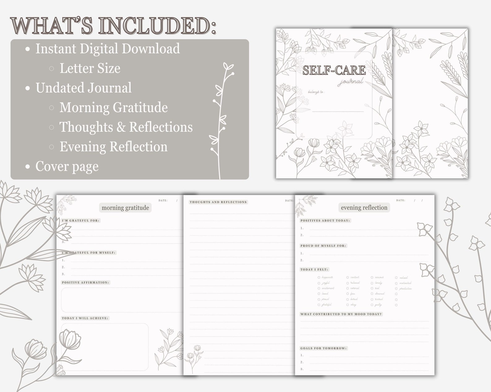 Self-care Journal, Self-care Workbook, Self Love, Daily Gratitude, Mood ...