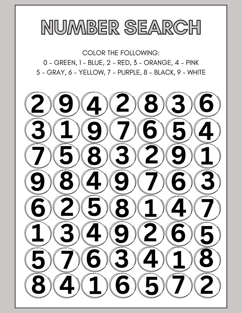 Number Search Identify Your Numbers 0-9 - Etsy