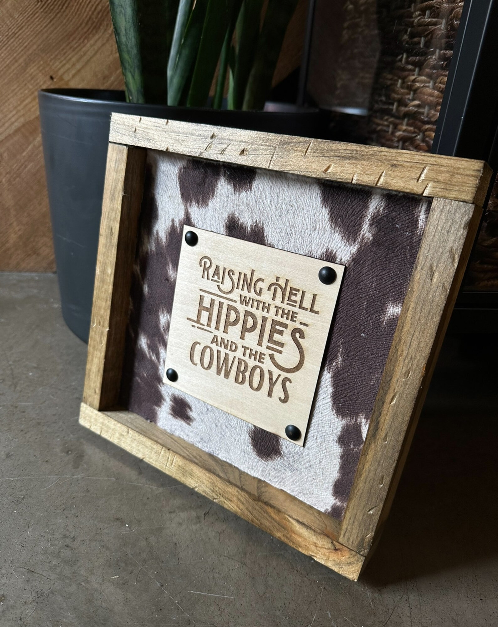 Cowhide Wooden Frame Western Decor Sign Engraved Cody Jinks - Etsy