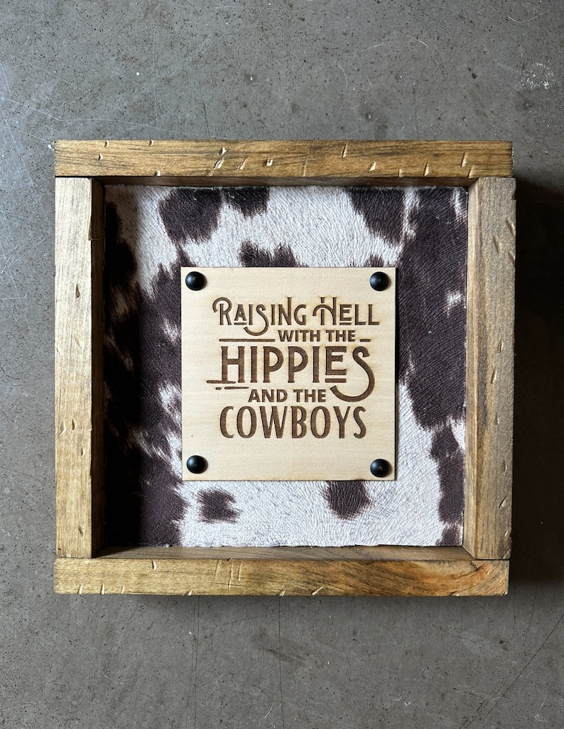 Cowhide Wooden Frame Western Decor Sign Engraved Cody Jinks - Etsy