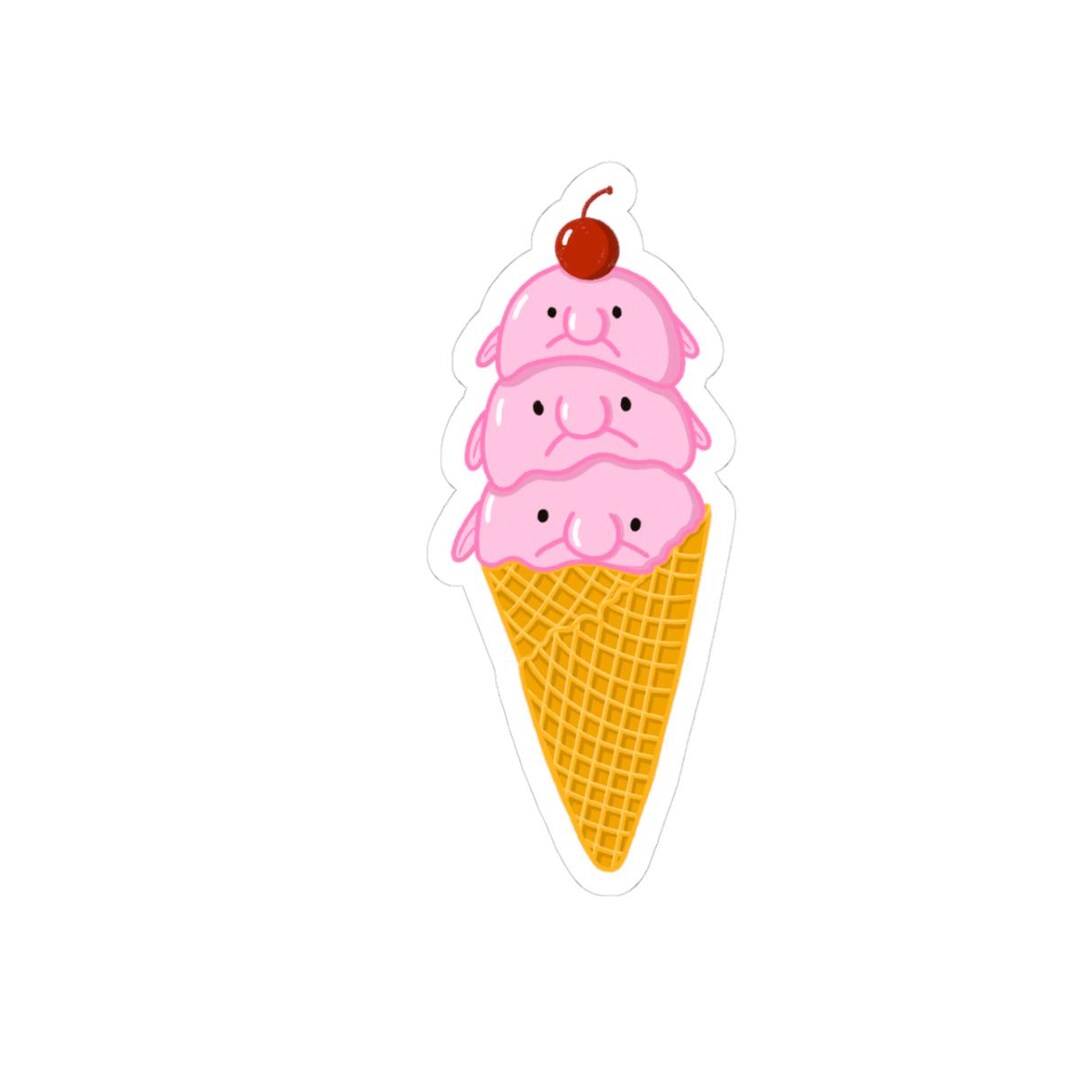 Cute Blobfish Ice Cream Cone Kiss-cut Stickers, Fun Decor for Laptops ...