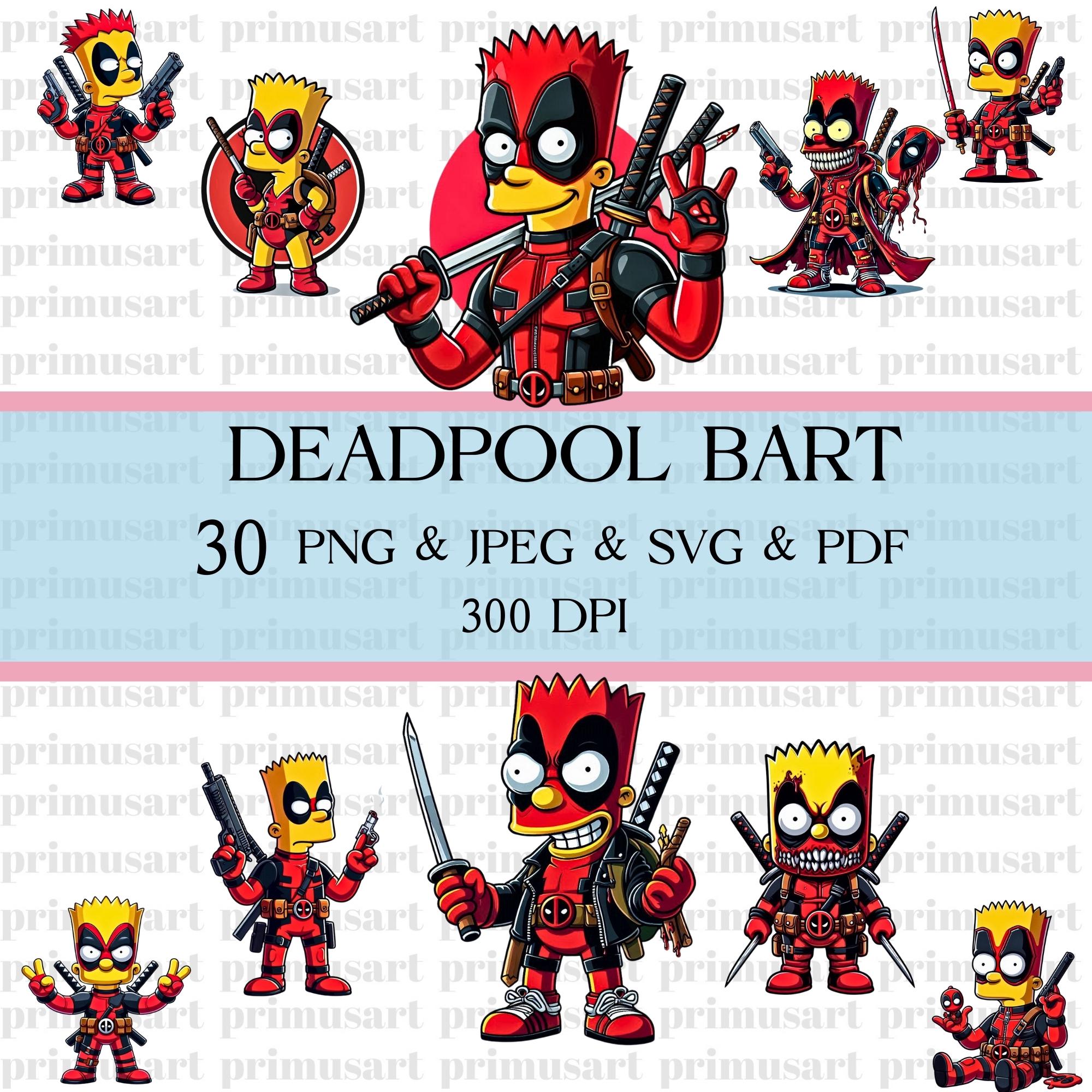 Deadpool Bart Svg Bundle, 30 Deadpool Design, Deadpool Svg, Simpsons ...