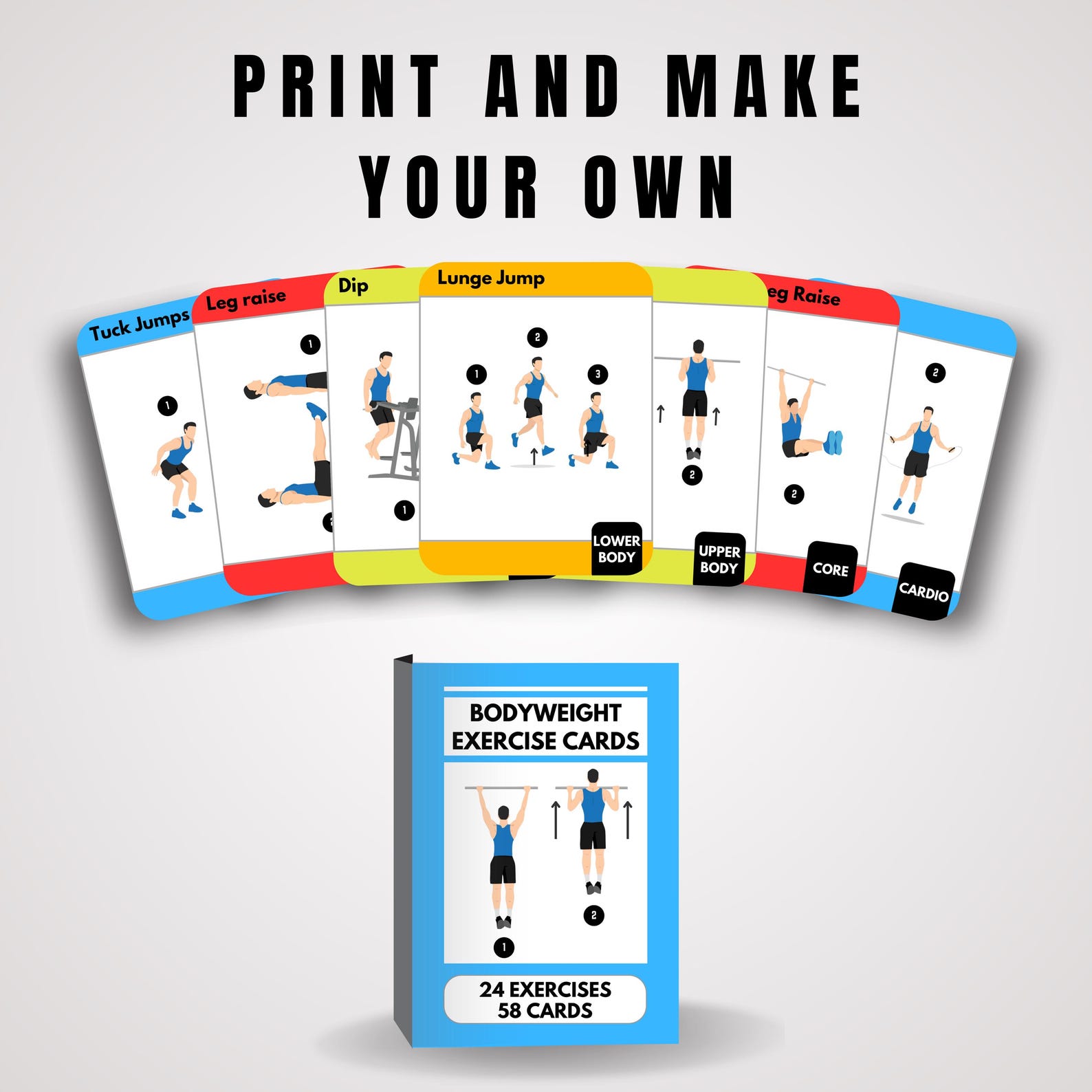 Exercise Cards Bodyweight Exercises Workout Templates Personal Trainer ...