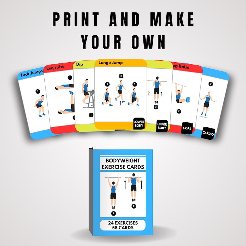 Exercise Cards Bodyweight Exercises Workout Templates Personal Trainer ...