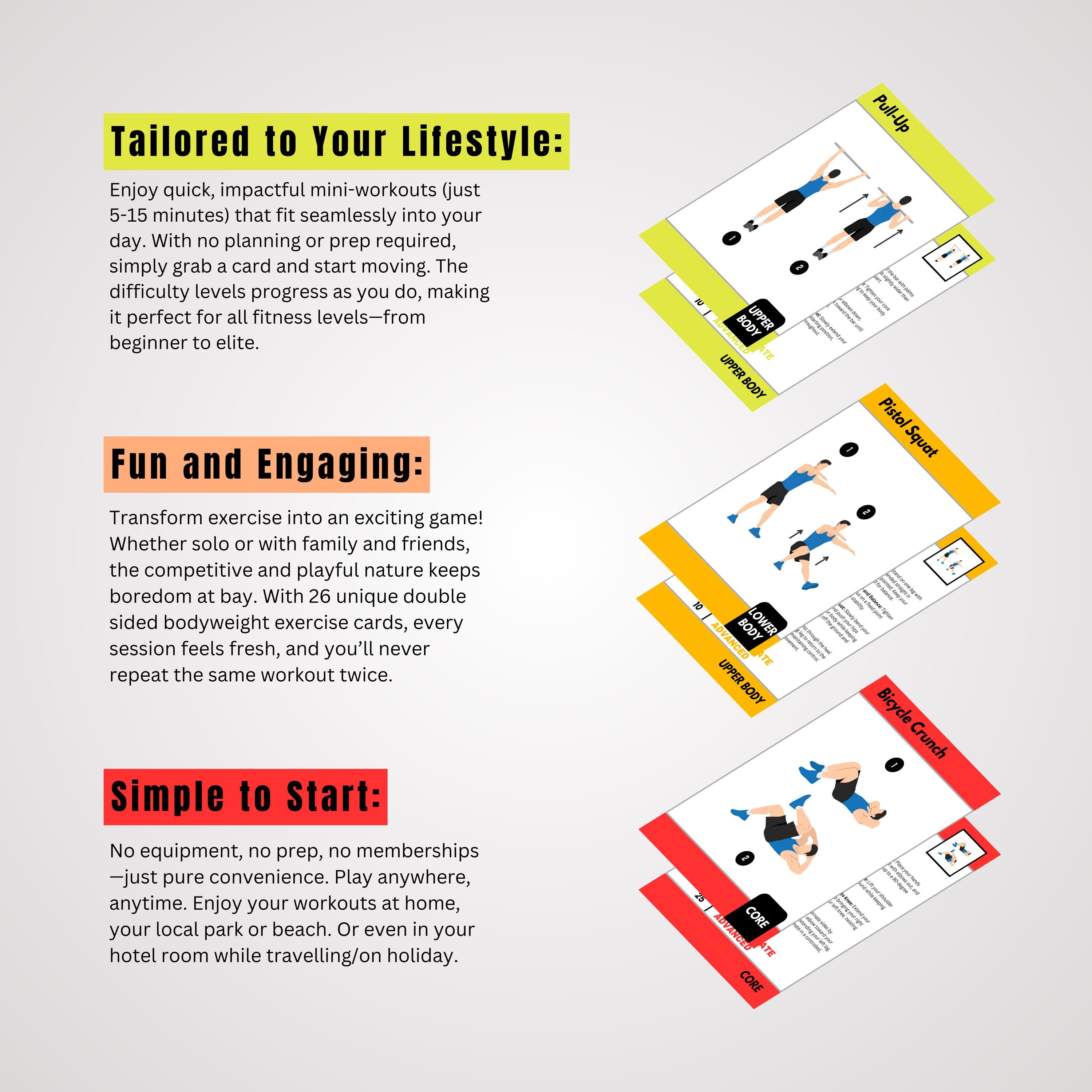 Exercise Cards Bodyweight Exercises Workout Templates Personal Trainer ...