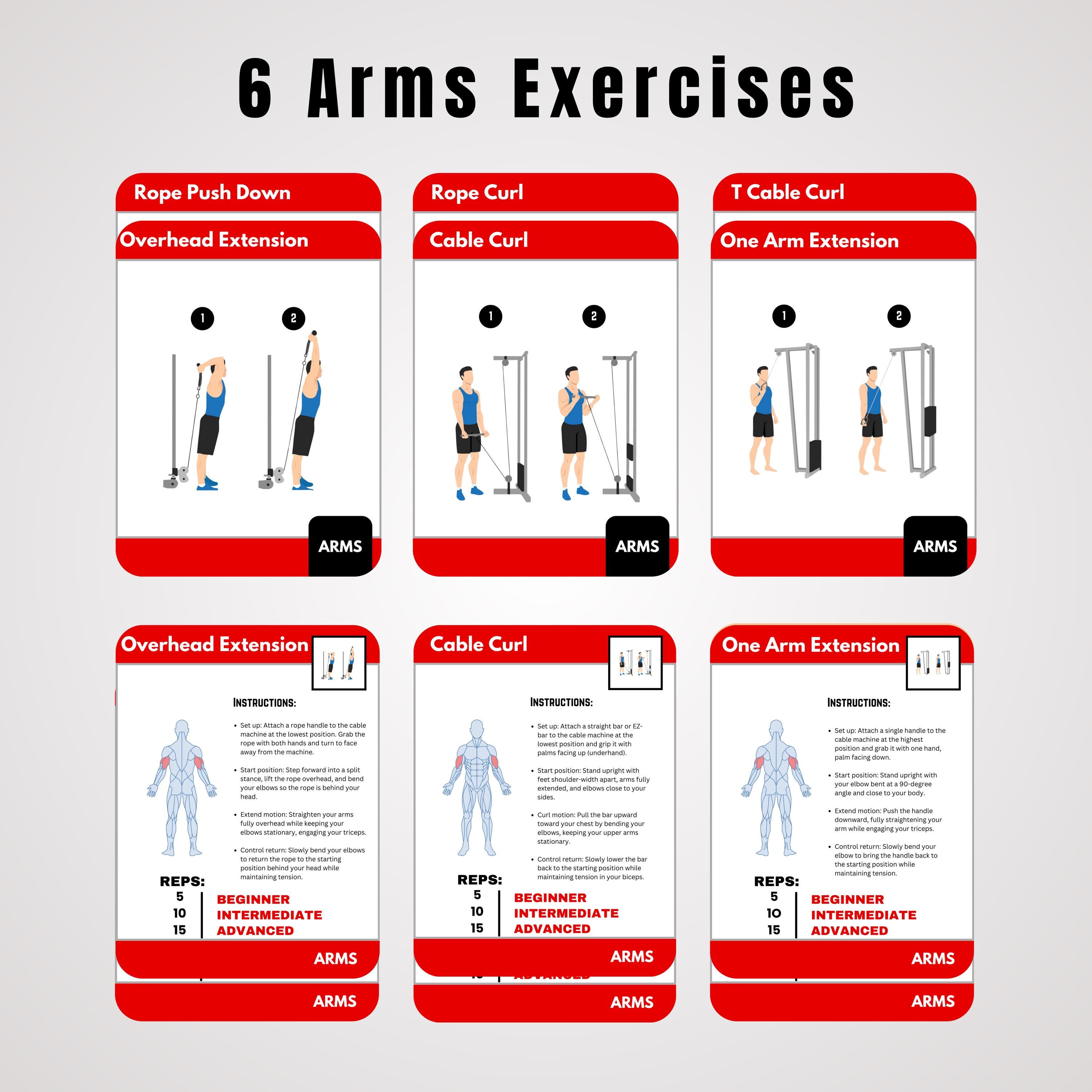 Printable Exercise Cards: Gym Strength Training, Canva Templates ...
