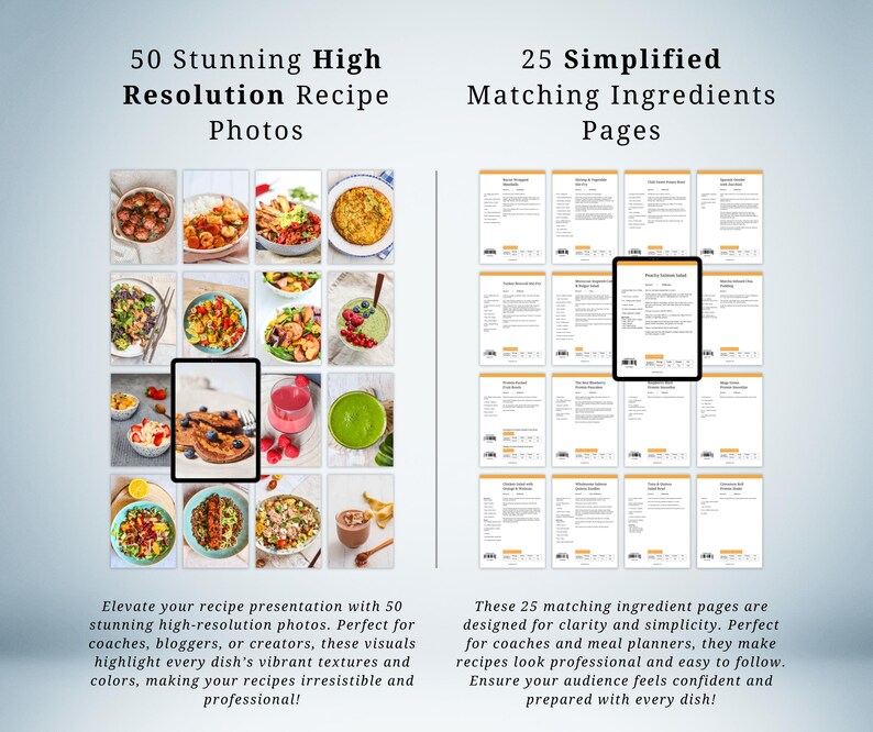 High Protein Recipe Pack Ideas | 50+ Editable Canva Recipe Templates ...