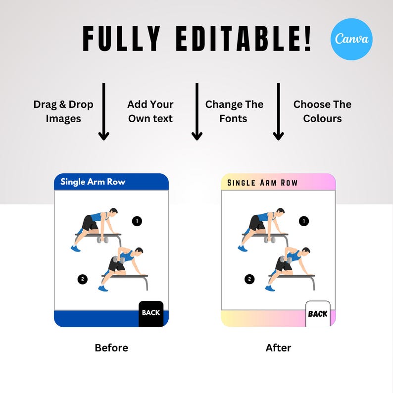 Dumbbell Exercise Cards Workout Templates Fitness Coaches Health ...