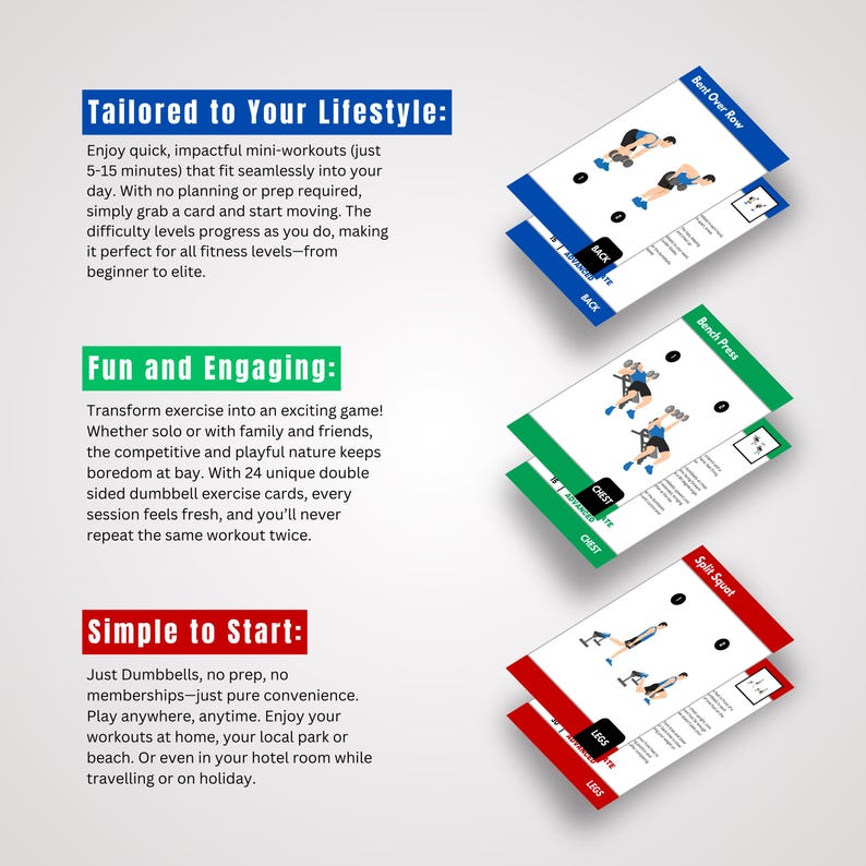 Dumbbell Exercise Cards Workout Templates Fitness Coaches Health ...