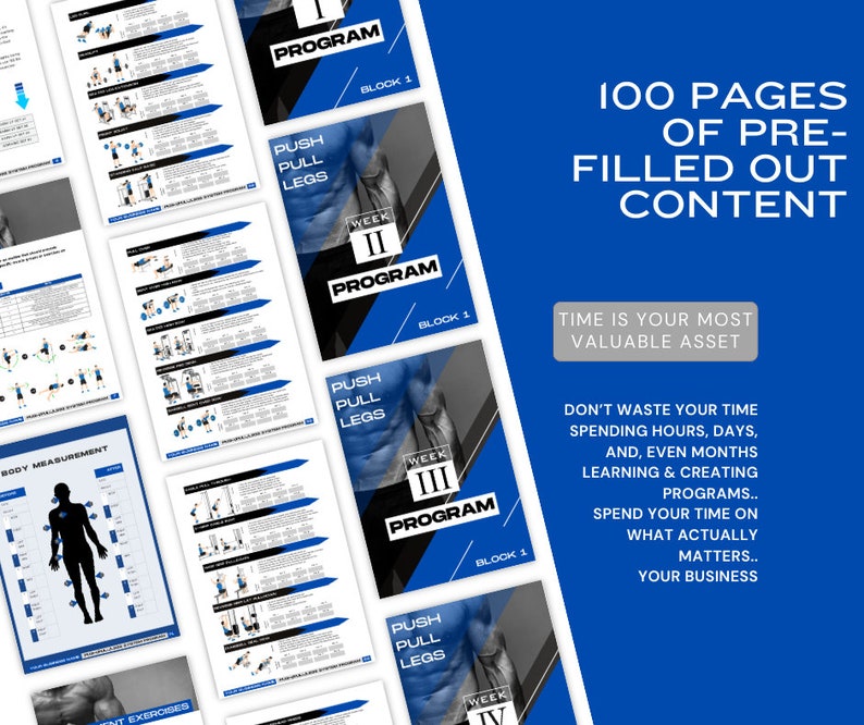 Push Pull Legs Program | 100+ Page Editable Fitness Templates, Gym ...