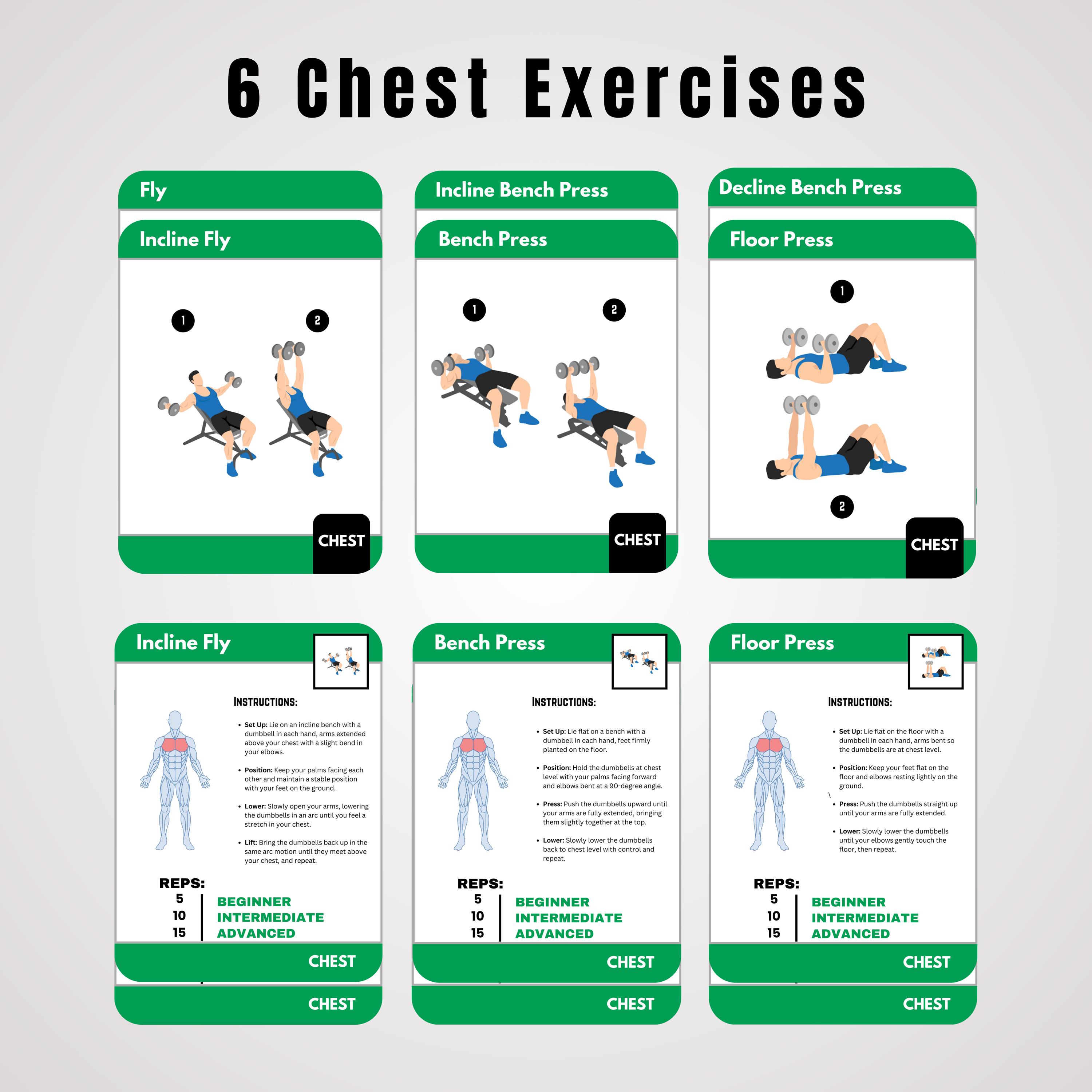 Dumbbell Exercise Cards Workout Templates Fitness Coaches Health ...