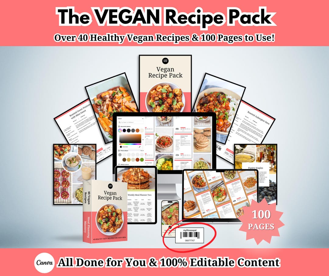 Vegan Recipe Book: 40+ Plant-based Recipes, Myfitnesspal Barcodes ...
