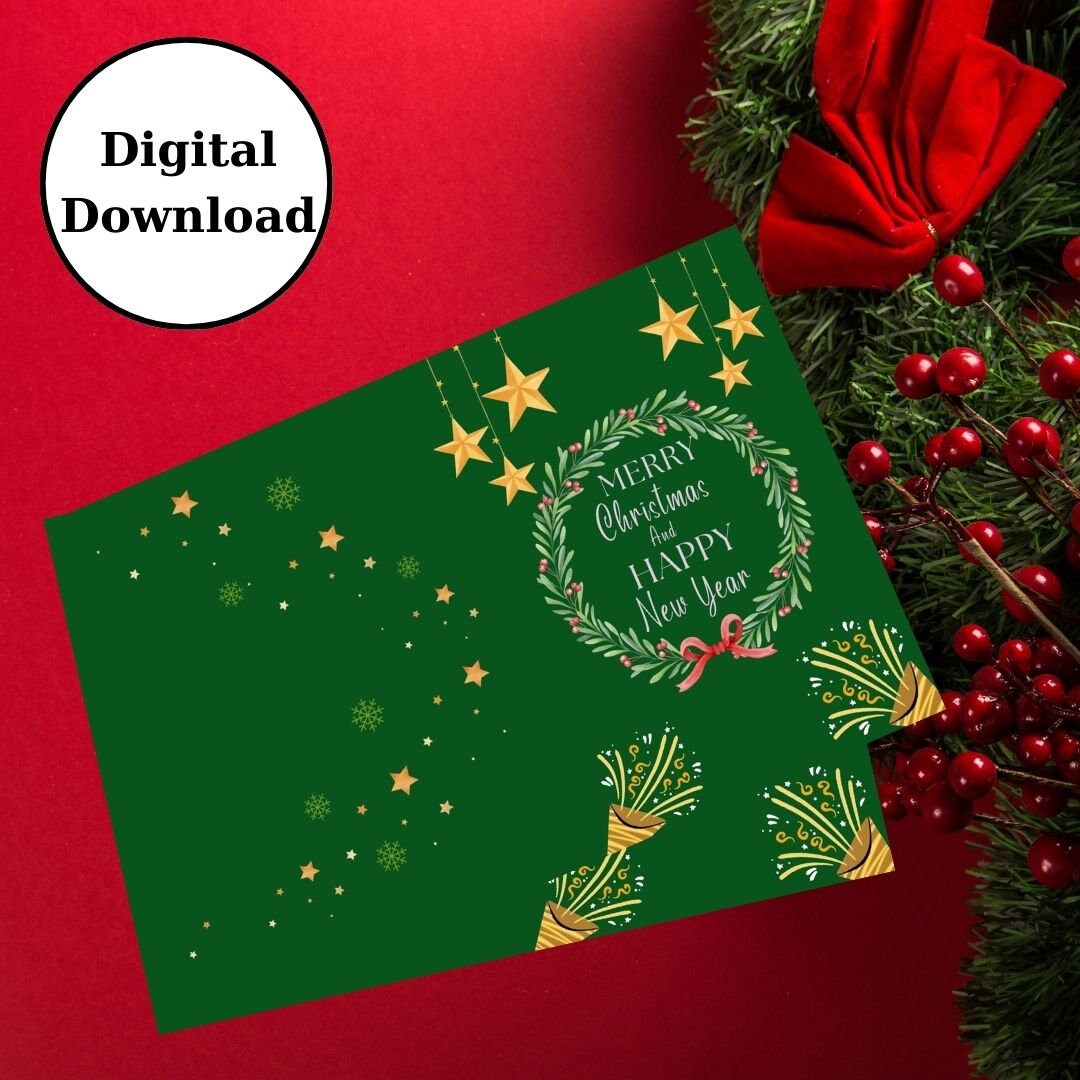 Merry Christmas Digital Christmas Card Printable Christmas - Etsy