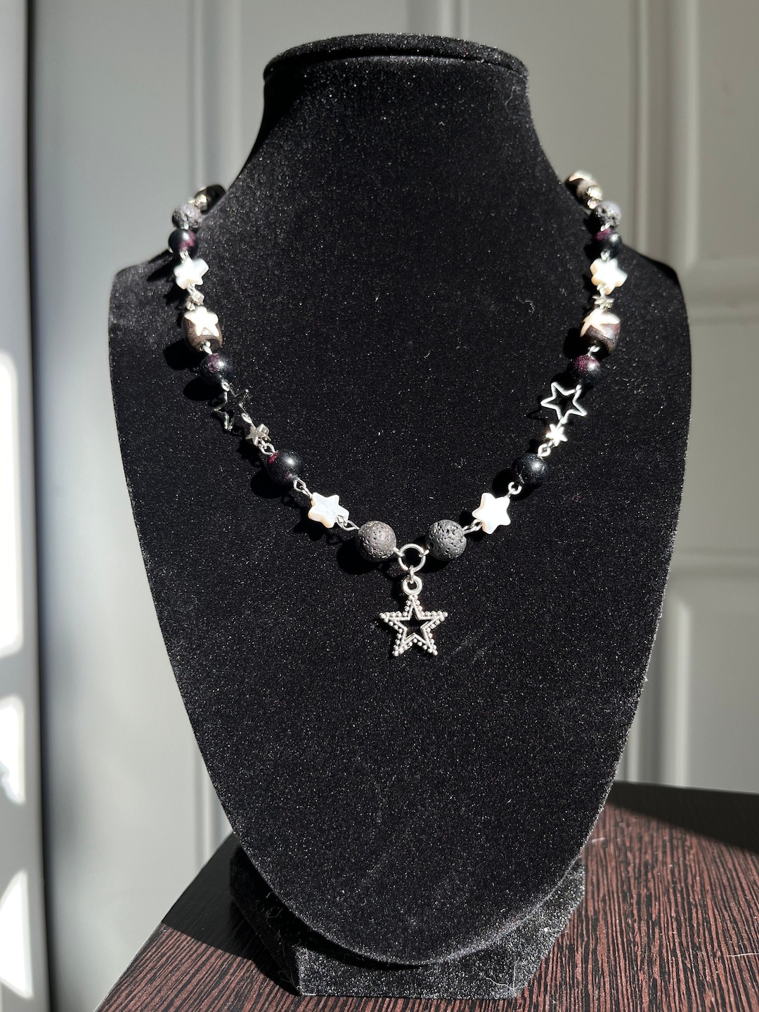 Black White Star Cute Aesthetic Acubi Beaded Handmade Stainless Steel ...