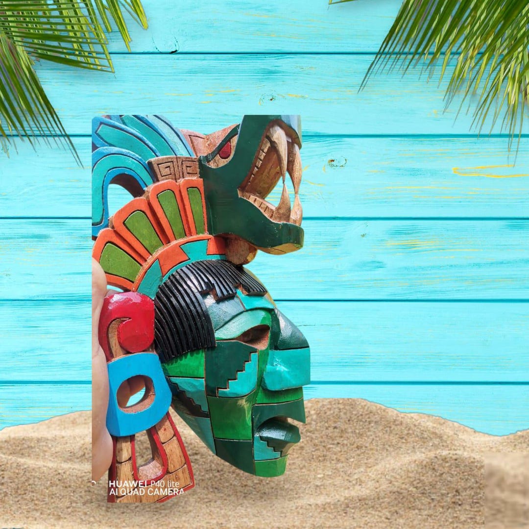 Hand-carved Cedar Wood Mayan Duality Mask – Life & Death in Art ...