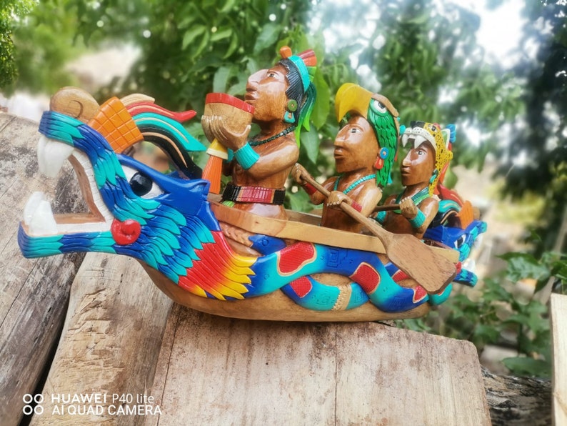 Hand-carved Mayan Xibalba Canoe - Intricate Artistry, Cultural Marvel ...
