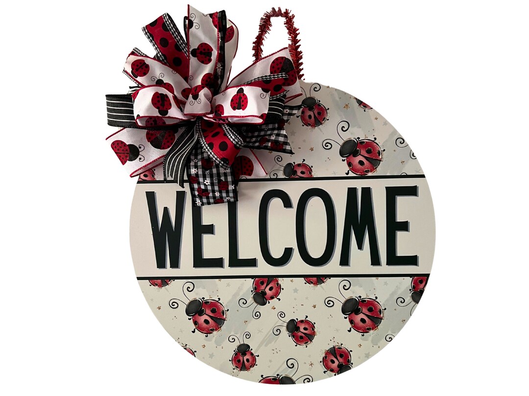 Charming Ladybug Welcome Doorhanger, Handcrafted Decor, Welcome Ladybug ...