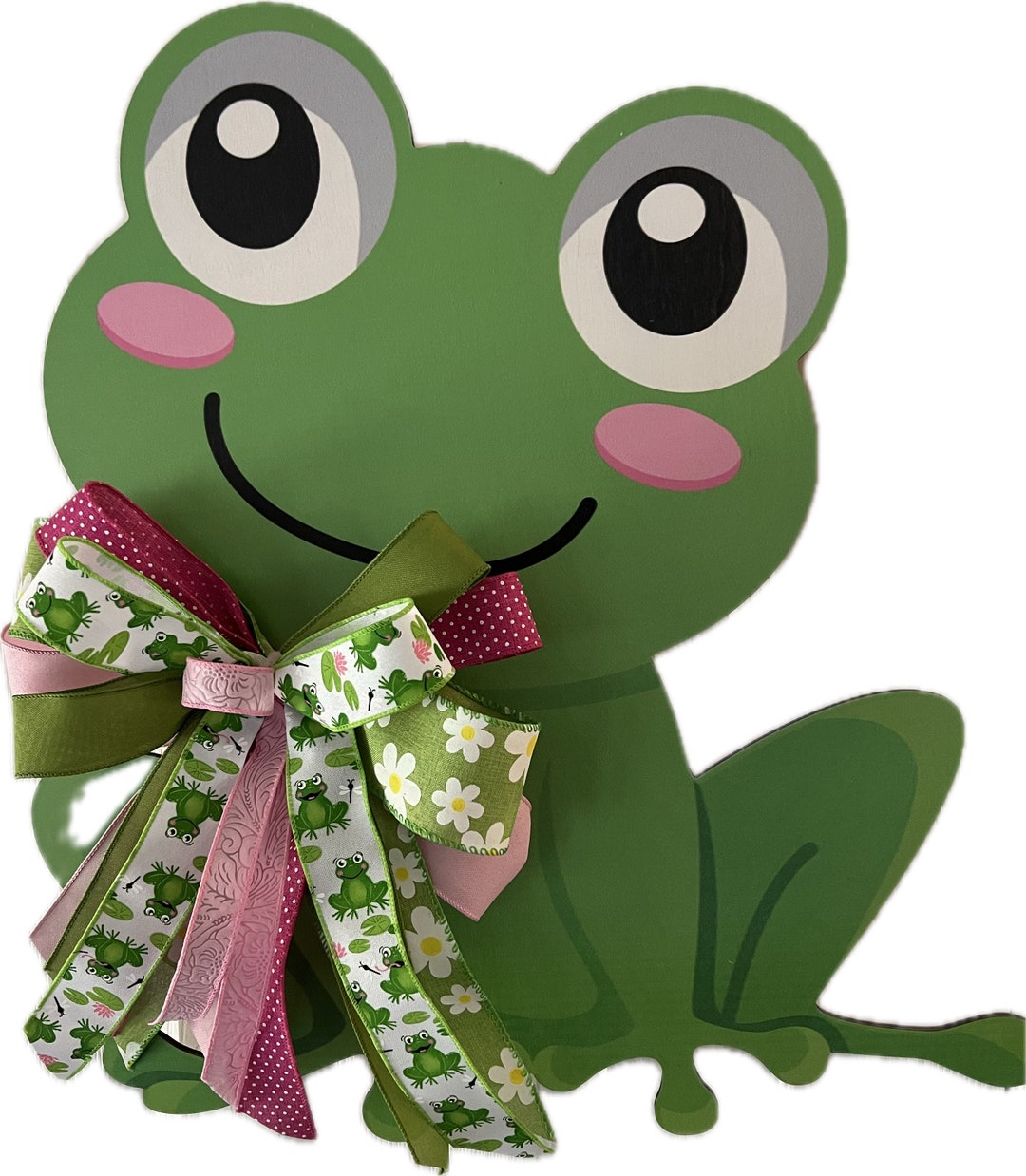 Handmade Frog Door Hanger With Ribbon Bow - Cute Frog Home Decor ...