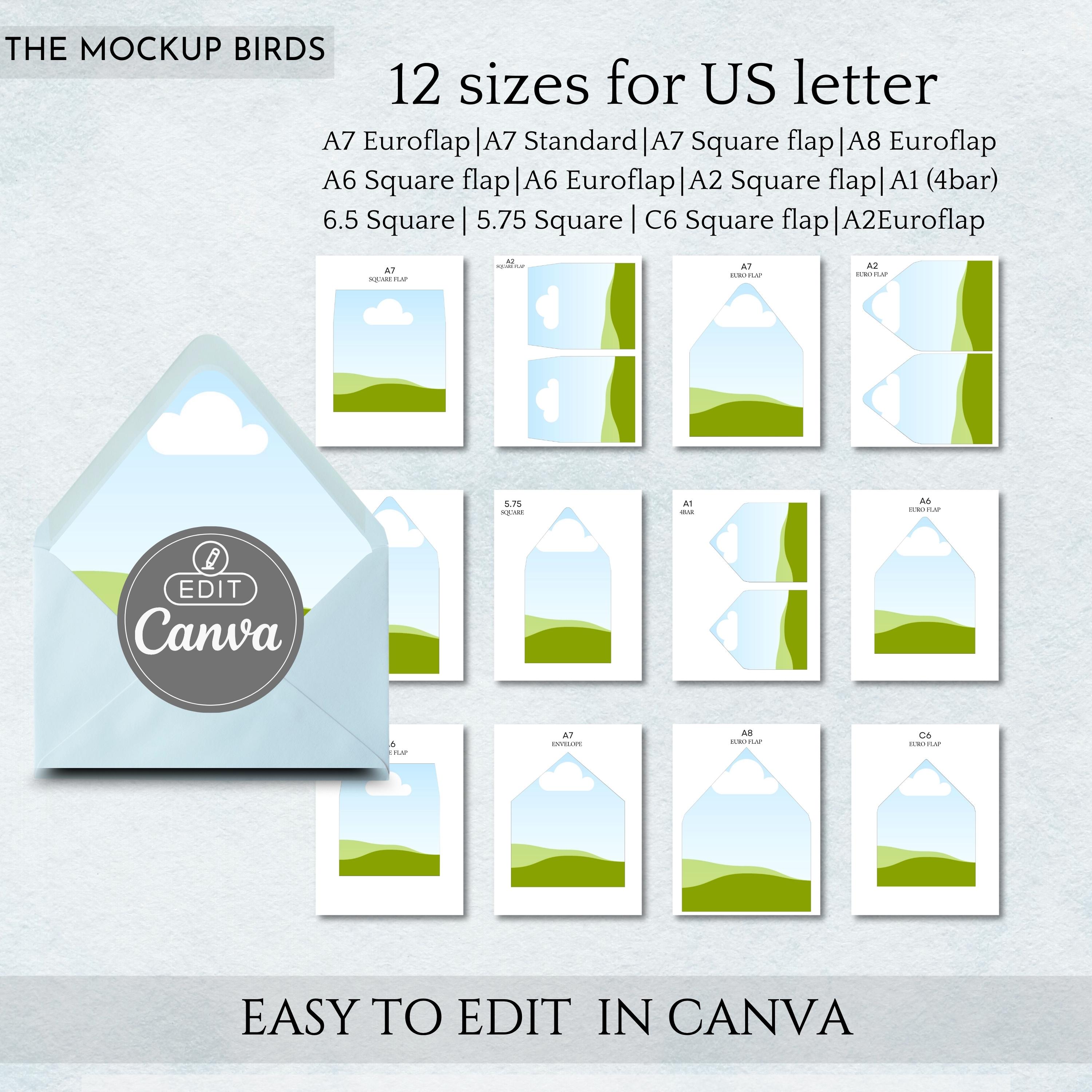 Envelope Liner Template CANVA Digital Download - 12 Popular Sizes US ...
