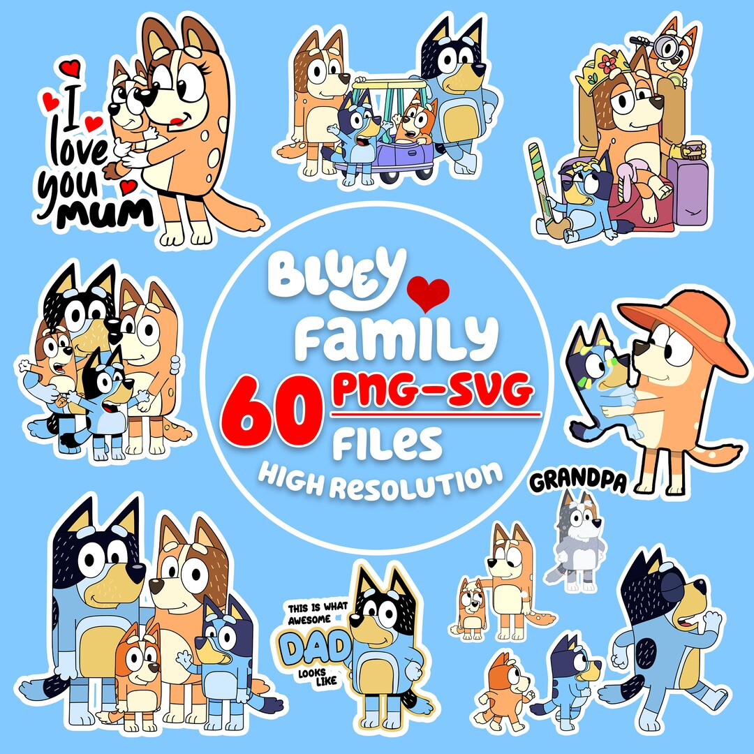Bluey Family 60 PNG-SVG Files Bluey Svg Bluey Png Bluey - Etsy UK