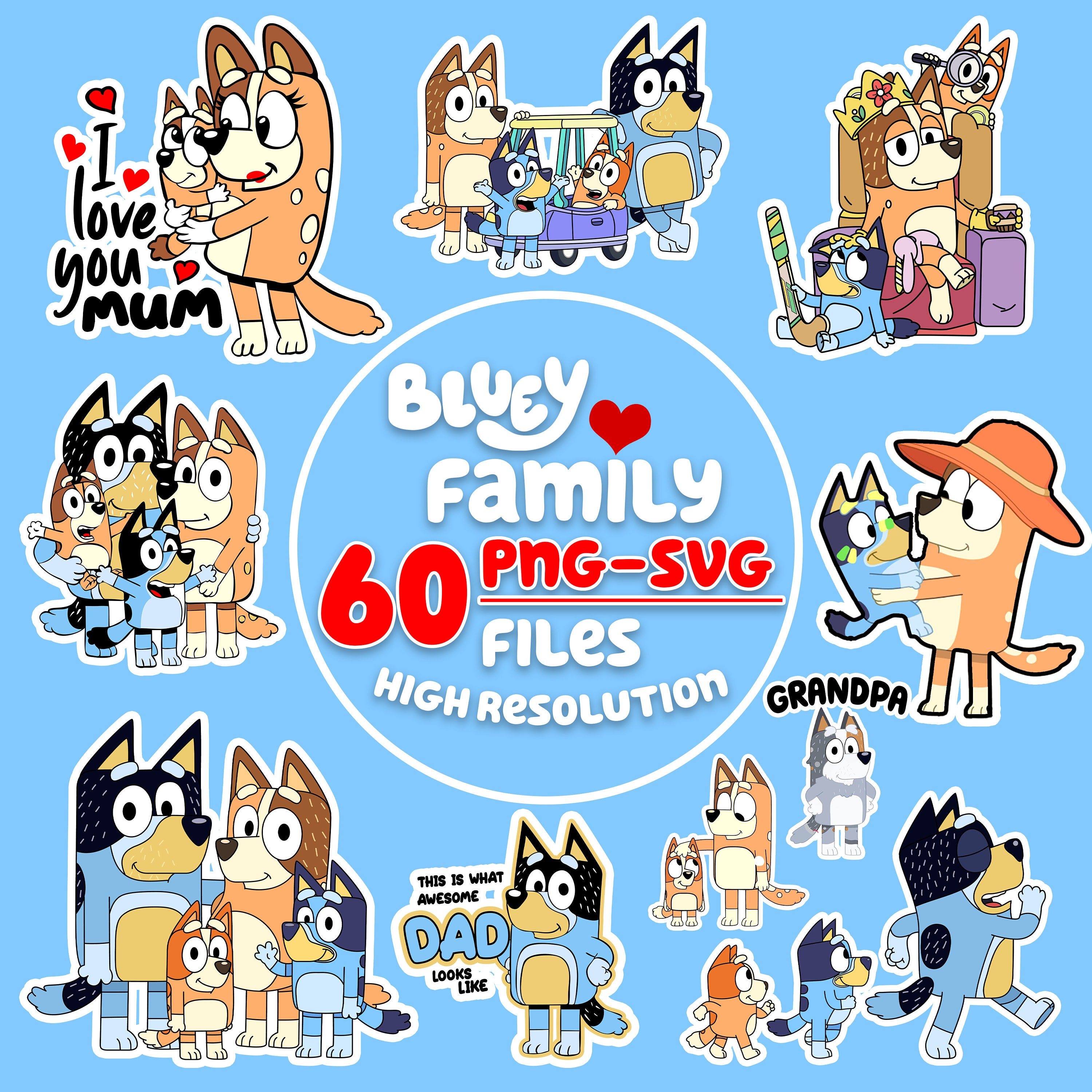 Bluey Family 60 PNG-SVG Files Bluey Svg Bluey Png Bluey - Etsy Australia