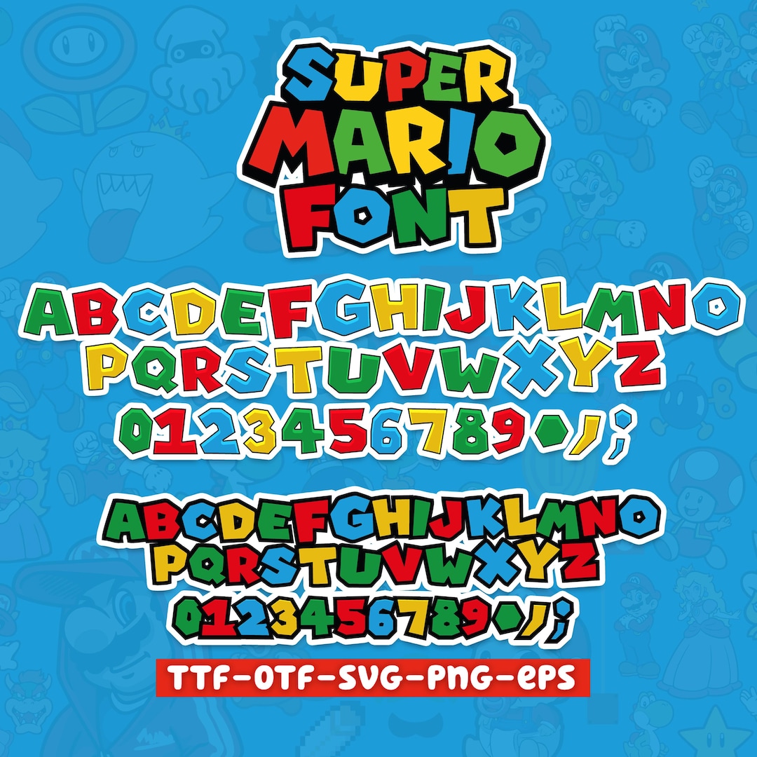 Mario Font, Super Mario Bros Font, Super Mario Font Svg, Mario Svg Font ...