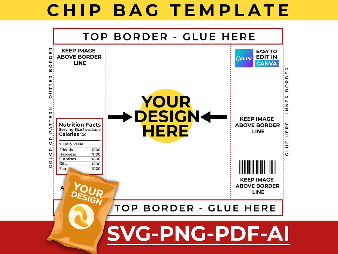 Chip Bag Template Chip Bag Editable Chip Bag Label Chip Bag - Etsy ...
