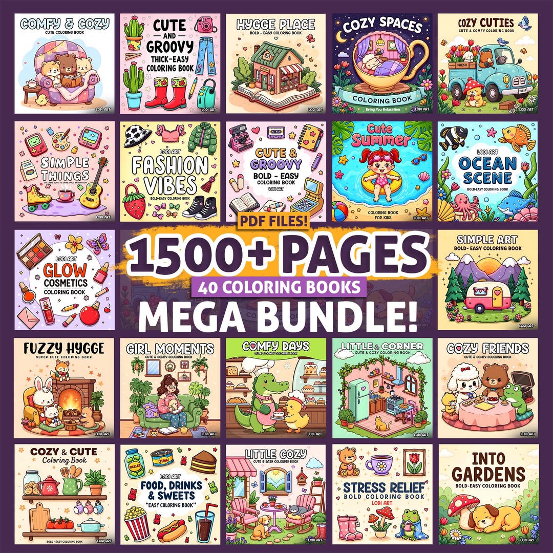 1500 Coloring Pages Mega Bundle, Coloring Book Bundle, Girl Moments ...