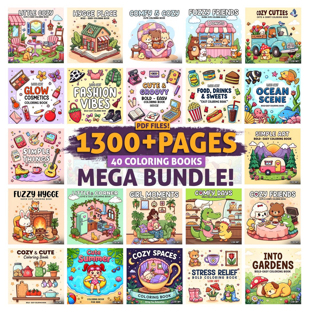 1300 Coloring Pages Mega Bundle, Coloring Book Bundle, Girl Moments ...