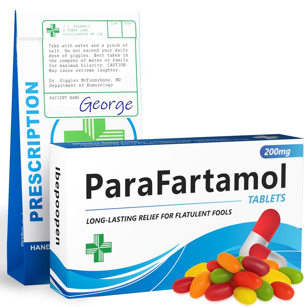 Parafartamol Joke Pill Box With Jelly Beans – Fart Prank Gift for Him ...