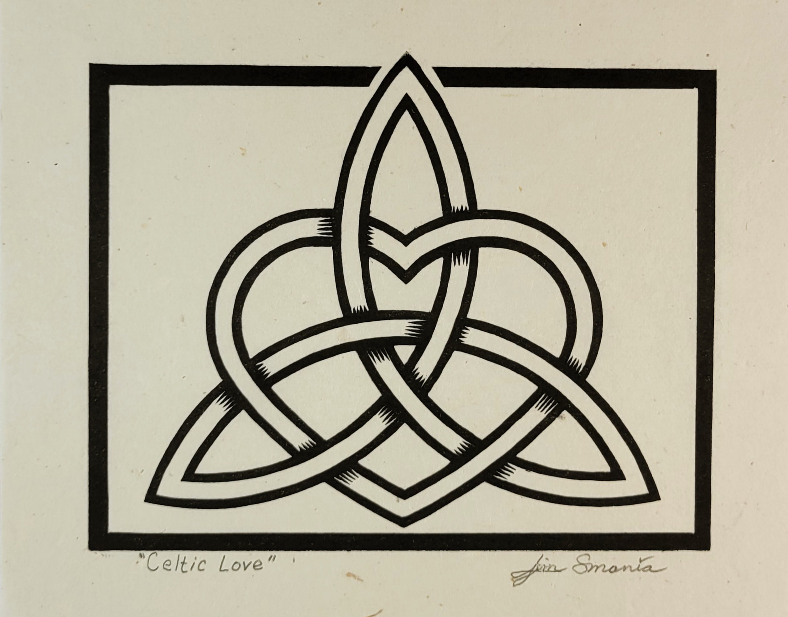 Celtic Knot Original Linocut Print, Celtic Trinity Knot With ...