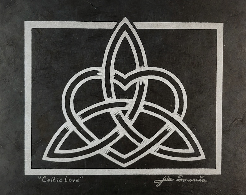 Celtic Knot Original Linocut Print, Celtic Trinity Knot With ...