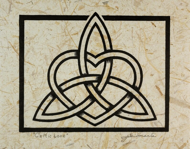 Celtic Knot Original Linocut Print, Celtic Trinity Knot With ...
