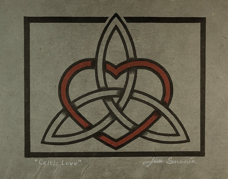 Celtic Knot Original Linocut Print, Celtic Trinity Knot With ...