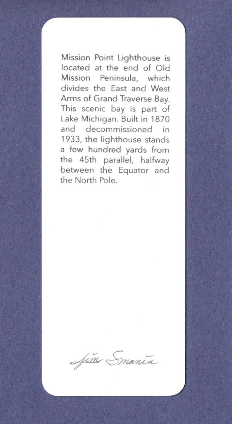 Mission Point Lighthouse Bookmark, Lino Block Print Old Mission ...