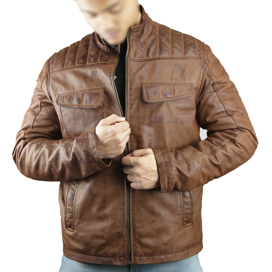 Best Men's Brown Leather Jacket Genuine Leather Jacket Men's Brown Real ...