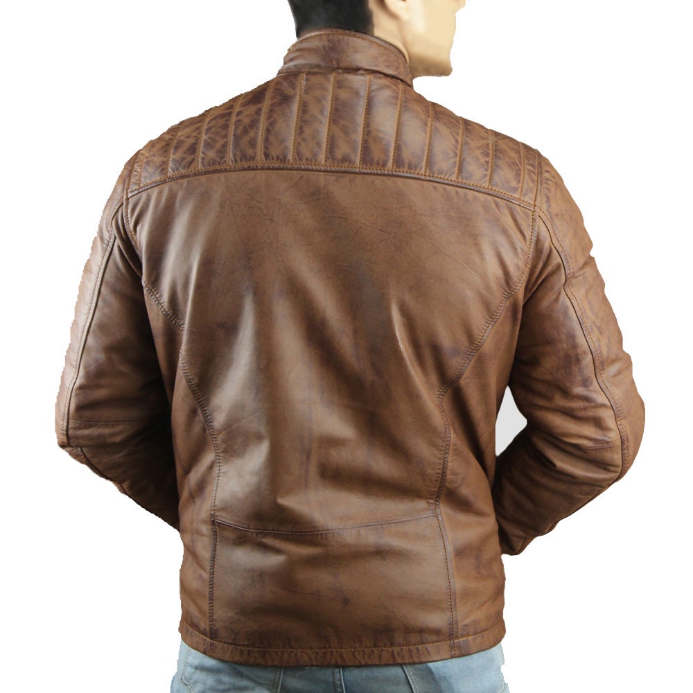 Best Men's Brown Leather Jacket Genuine Leather Jacket Men's Brown Real ...