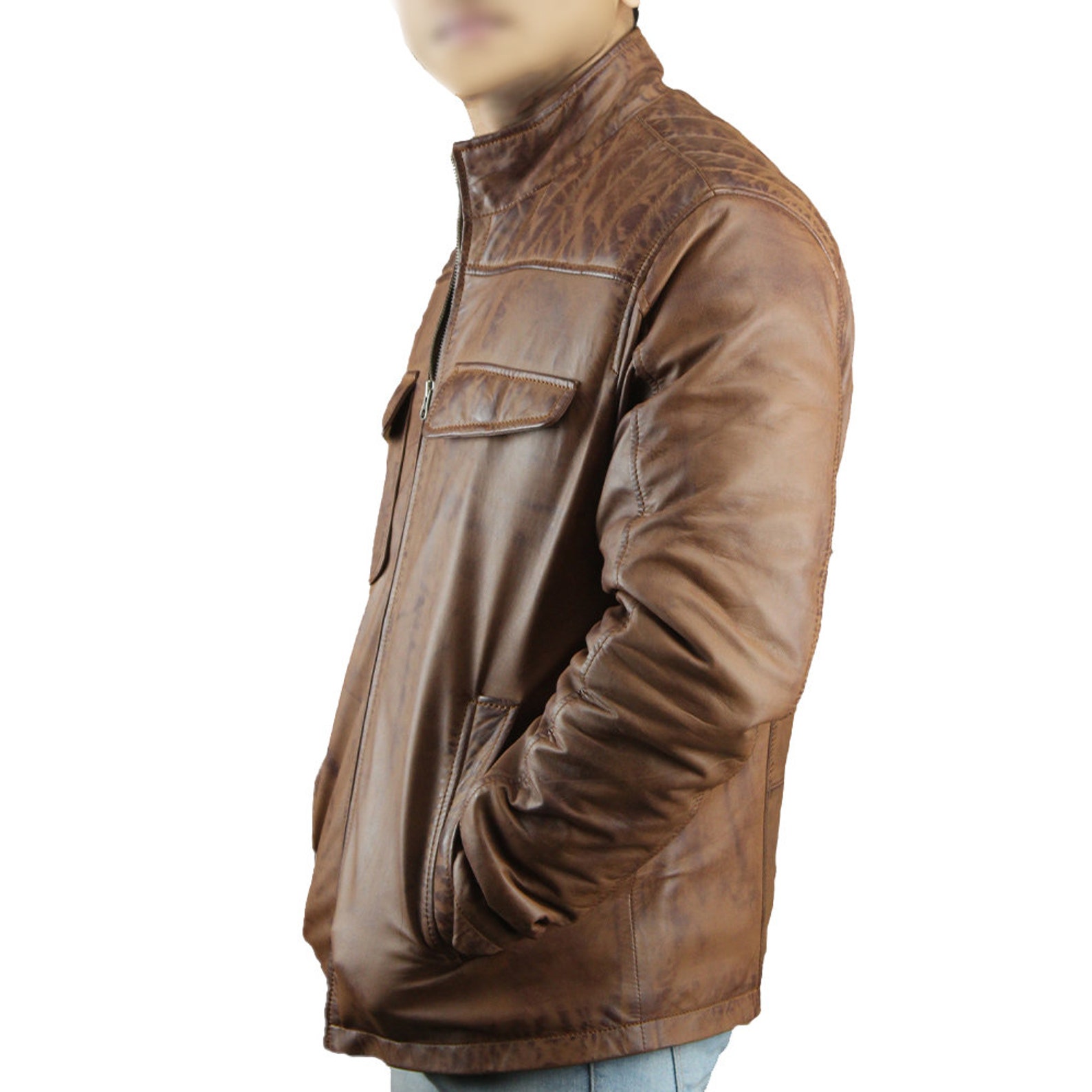 Best Men's Brown Leather Jacket Genuine Leather Jacket Men's Brown Real ...